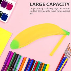 Ciieeo 2pcs Banana Shaped Pencil Bag Silicone Pen Bag Large Capacity Banana Pencil Case