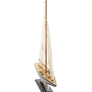 Deco 79 Wood Sail Boat Sculpture with Lifelike Rigging, 17" x 4" x 21", Beige