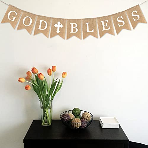 God Bless Baptism Banner, First Communion,Communion Party Banner, Christening Decoration Kit for Wedding, Baby Shower Party