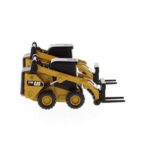 1:64 Scale Caterpillar 272D2 Skid Steer Loader & 297D2 Compact Track Loader - Play & Collect by Diecast Masters (Comes with 2 Models and 2 Bucket, 2 Broom, 2 Pallet Forks, and 2 Auger Attachments)