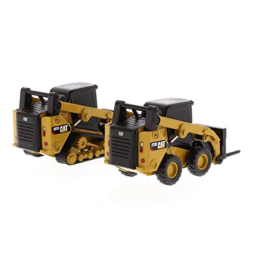 1:64 Scale Caterpillar 272D2 Skid Steer Loader & 297D2 Compact Track Loader - Play & Collect by Diecast Masters (Comes with 2 Models and 2 Bucket, 2 Broom, 2 Pallet Forks, and 2 Auger Attachments)