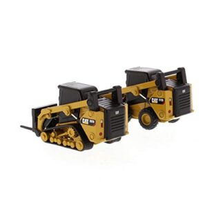 1:64 Scale Caterpillar 272D2 Skid Steer Loader & 297D2 Compact Track Loader - Play & Collect by Diecast Masters (Comes with 2 Models and 2 Bucket, 2 Broom, 2 Pallet Forks, and 2 Auger Attachments)