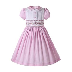 pettigirl girls kids cute pink hand embroidery smocked dresses