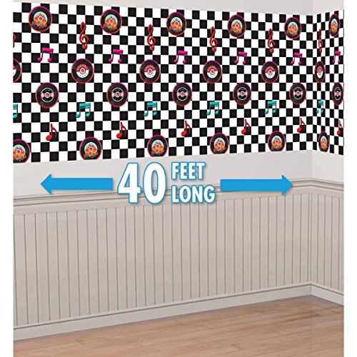 Amscan 50's Theme Checkered Scene Setter Room Roll Party Decorations, 48" x 40', Multicolor