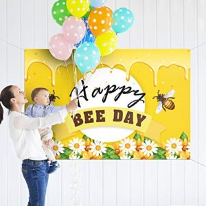 PAKBOOM Happy Bee Day Backdrop Banner Background - Bumble Bee Birthday Decorations Party Supplies for Boys Girls - 3.9 x 5.9ft