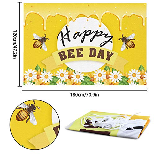 PAKBOOM Happy Bee Day Backdrop Banner Background - Bumble Bee Birthday Decorations Party Supplies for Boys Girls - 3.9 x 5.9ft