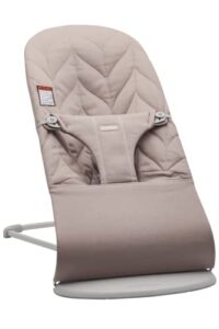 babybjörn bouncer bliss, light gray frame, cotton petal quilt, sand gray