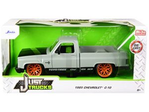 1985 chevy c-10 pickup truck matt gray with matt black hood just trucks series 1/24 diecast model car by jada 33610