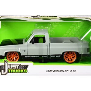 1985 Chevy C-10 Pickup Truck Matt Gray with Matt Black Hood Just Trucks Series 1/24 Diecast Model Car by Jada 33610