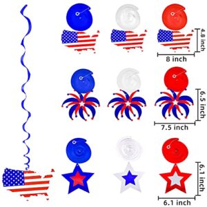 JOYIN 26 Pcs Patriotic Party Decorations of 2 American Flag Banners, 6 Star Streamers Garland and 18 Hanging Swirls for 4th of July Decor Party Supplies, Independence Day, Memorial Day Decoration