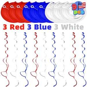 JOYIN 26 Pcs Patriotic Party Decorations of 2 American Flag Banners, 6 Star Streamers Garland and 18 Hanging Swirls for 4th of July Decor Party Supplies, Independence Day, Memorial Day Decoration