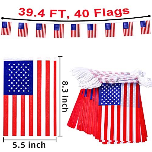 JOYIN 26 Pcs Patriotic Party Decorations of 2 American Flag Banners, 6 Star Streamers Garland and 18 Hanging Swirls for 4th of July Decor Party Supplies, Independence Day, Memorial Day Decoration