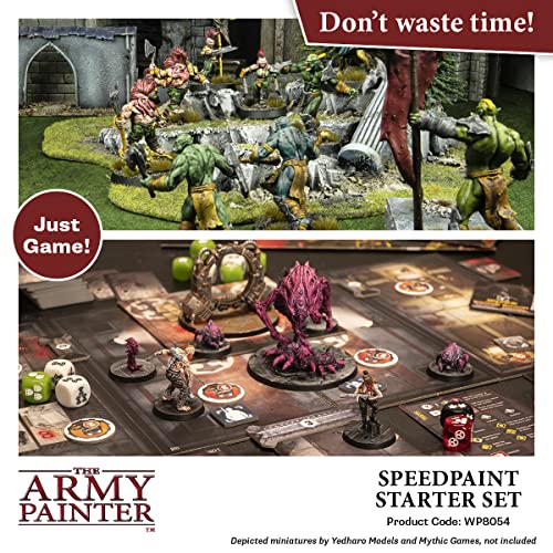 The Army Painter Speedpaint Starter Set - 10x18ml Speed Model Paint Kit Pre Loaded with Mixing Balls and 1 Brush- Base, Shadow and Highlight in One Miniature and Model Paint Set for Plastic Models