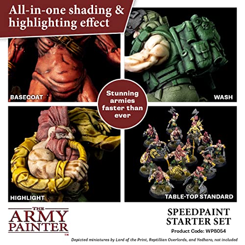 The Army Painter Speedpaint Starter Set - 10x18ml Speed Model Paint Kit Pre Loaded with Mixing Balls and 1 Brush- Base, Shadow and Highlight in One Miniature and Model Paint Set for Plastic Models