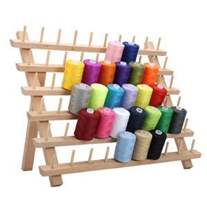 AUSUKY Foldable Wood Thread Stand Rack Holds Organizer Wall Mount 120/60 Spool Cone?Sewing Cones Thread Holder (60)