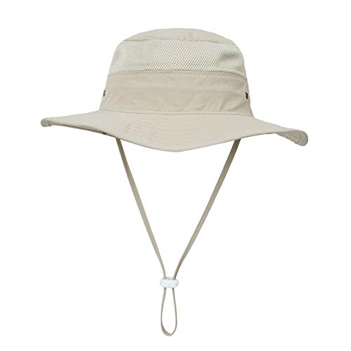 Baby Sun Hat for Girls Boys UPF 50+ Sun Protection Wide Brim Beach Hat Bucket hat Beige 12-24 Months