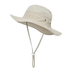 Baby Sun Hat for Girls Boys UPF 50+ Sun Protection Wide Brim Beach Hat Bucket hat Beige 12-24 Months