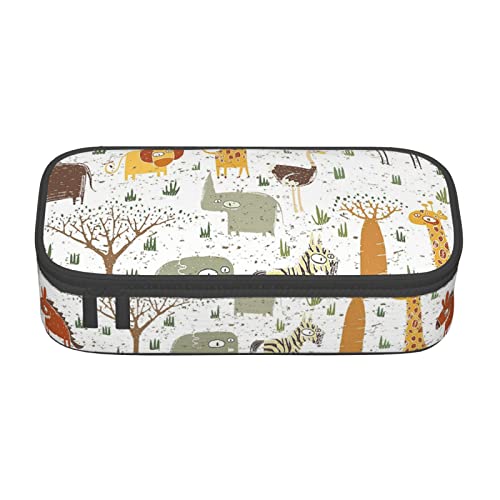 QICENIT Cute Animals Large Capacity Pencil Case for Women Men Pen Pouch Pencil Box Double Zipper Stationery Bag with Compartments