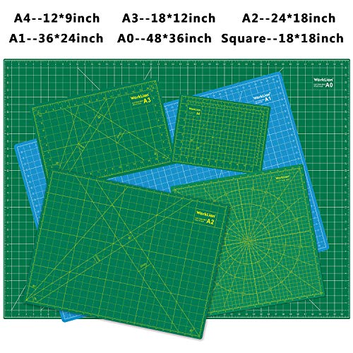 WorkLion 36" x 48" Self Healing Cutting Mat: Double sided 5-Ply Non-Slip - Professional for Scrapbooking & Quilting & Sewing & Arts & Crafts Project (Green)…