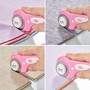 45mm Rotary Cutter with 5pcs Extra Blades, Ergonomic Handle Rolling Cutter with Safety Lock for Fabric, Leather, Crafting, Sewing, Quilting, Fabric Rotary Cutter Perfect for Left & Right Hand(Pink)