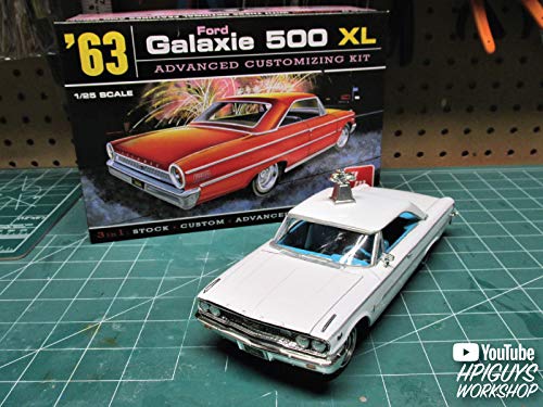 AMT 1963 Ford Galaxie 1/25 Scale Plastic Model Kit, White, AMT1186