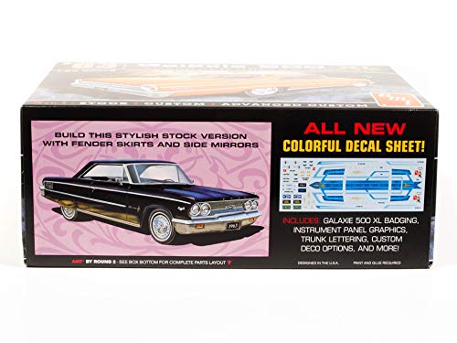 AMT 1963 Ford Galaxie 1/25 Scale Plastic Model Kit, White, AMT1186