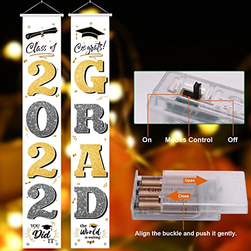 Honkdecor Graduation Decorations Banners with String Light -Class of 2022 White