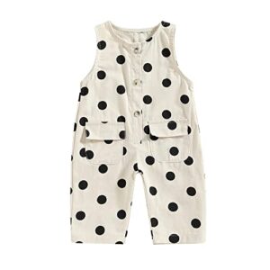 lagkiyoj toddler baby girl summer romper clothes dot print sleeveless button jumpsuit bodysuit overalls pants with pocket (dot print,18-24m)