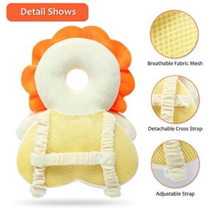 Baby Head Protector & Baby Knee Pads for Crawling, Toddlers Head Safety Pad Cushion Adjustable Backpack, Baby Back Protection for Walking & Crawling, for Age 5-24months, Cute Lion