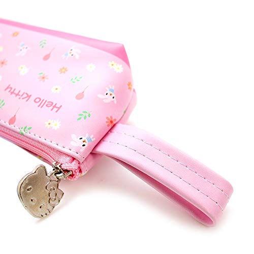 Sanrio Hello Kitty Strap Handle Pencil Case Multi-Purpose Pouch 1PC (2 Designs Available) (Flower Kitty)