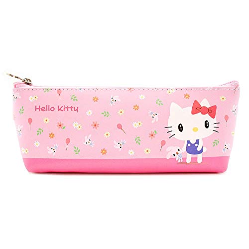 Sanrio Hello Kitty Strap Handle Pencil Case Multi-Purpose Pouch 1PC (2 Designs Available) (Flower Kitty)