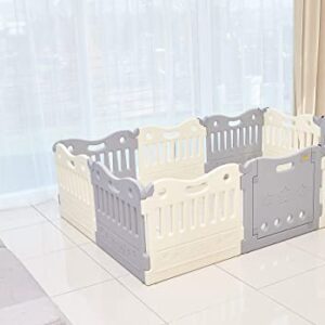 Baby Care Play Mat Funzone Play Pen - Extra Large Baby Play Yard - Play Pen for Baby - Safe with Double Locking (Grey, Full Set)