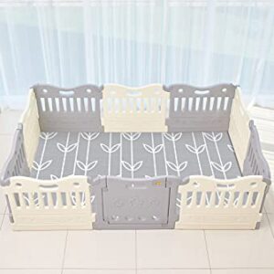 Baby Care Play Mat Funzone Play Pen - Extra Large Baby Play Yard - Play Pen for Baby - Safe with Double Locking (Grey, Full Set)