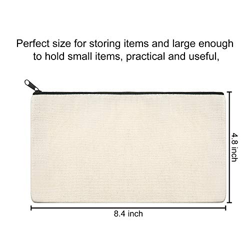 Canvas Makeup Bags Canvas Zipper Pouch Bags Pencil Case Blank DIY Craft Bags Cosmetic Pouch for Travel DIY Craft School (Black and White, 10 Pieces)