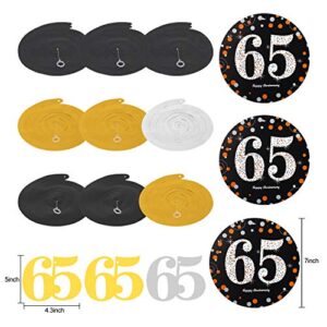 Yoaokiy 65th Anniversary Party Decorations Kit - Including Glitter Happy 65th Anniversary Banner, 9Pcs Hanging Swirl, 6Pcs Poms - for 65th Wedding Anniversary Party Decorations Supplies…