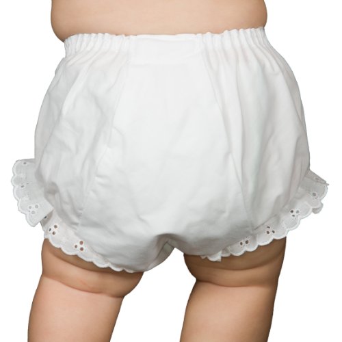 I.C. Collections Baby Girls White Smaller Diaper Cover Baby Girl Bloomers- Laced Bloomers for Under Dress- Baby Bloomers (NB)