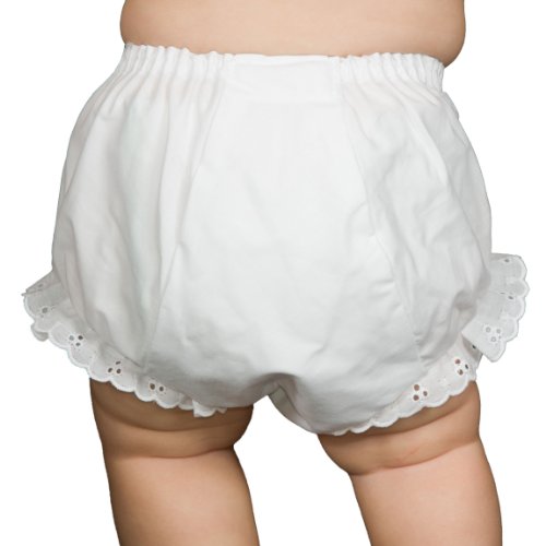 I.C. Collections Baby Girls White Smaller Diaper Cover Baby Girl Bloomers- Laced Bloomers for Under Dress- Baby Bloomers (NB)