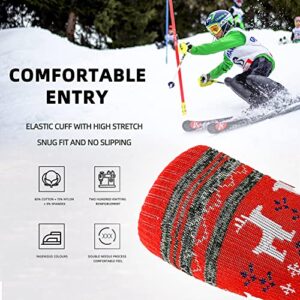 KALAKIDS Toddler Ski Socks Elk Pattern Warm Snowboard Winter Sports Socks 2 Pairs (Red + Purple) XS