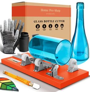 home pro shop premium glass bottle cutter kit – diy glass cutter for bottles – beer & wine bottle cutter tool with safety gloves & accessories