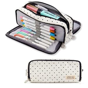 isuperb large capacity pencil case big 3 compartments pencil pouch canvas pen bag zipper stationery storage makeup cosmetic bags for women men