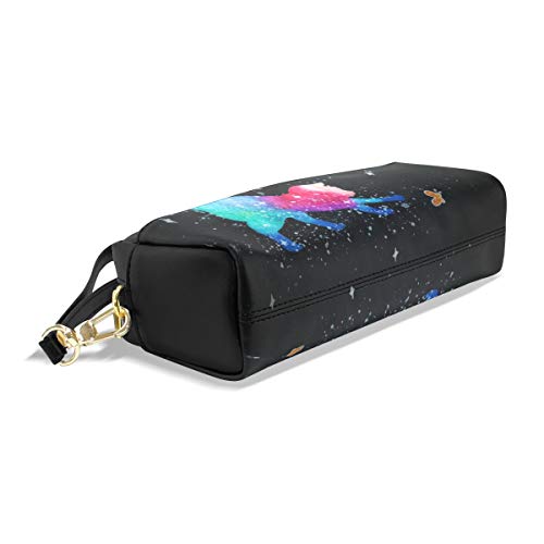 ALAZA Cute Pencil Case Watercolor Cat Butterfly Galaxy Pen Cases Organizer PU Leather Comestic Makeup Bag Make up Pouch, Back to School Gifts