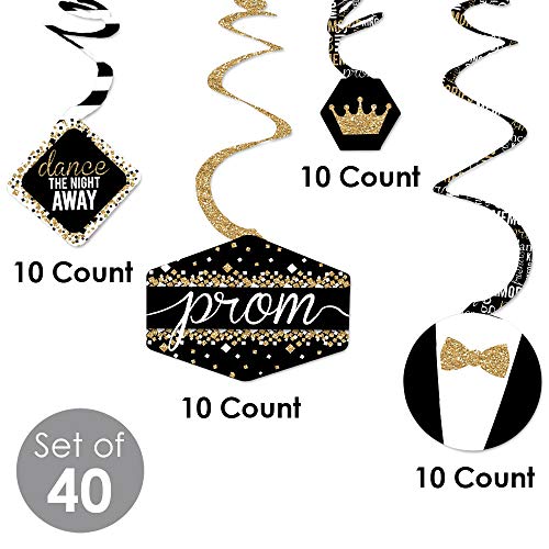 Big Dot of Happiness Prom - Prom Night Party Hanging Decor - Party Decoration Swirls - Set of 40