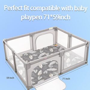 DHZJM Baby Play Mat,71x59 Play mat for Baby,One-Piece Crawling Mat Non Slip Baby Mat for Floor,Tummy Time Mat-Baby Padded Floor mat Compatible for Dripex Baby Playpen-Baby Regustrt Search (Leaves)