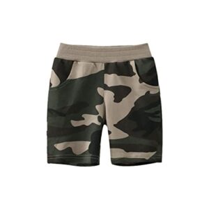 hdlexd toddler boys kids summer camo knee length sport jogger bottoms shorts casual active harem pants khaki 3t