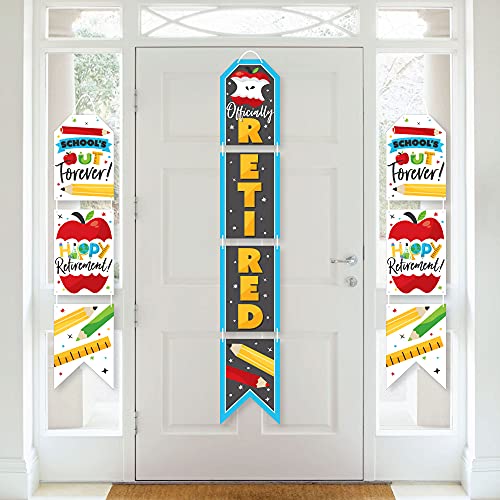 Big Dot of Happiness Teacher Retirement - Hanging Vertical Paper Door Banners - Happy Retirement Party Wall Decoration Kit - Indoor Door Decor