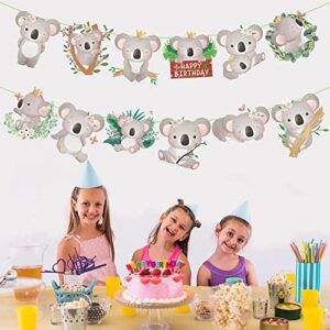 Kaola Birthday Party Decorations Koala Happy Birthday Door Signs Koala Theme Cutouts Banners for Jungle Safari Birthday Party Wild One Party Baby Shower Supplies