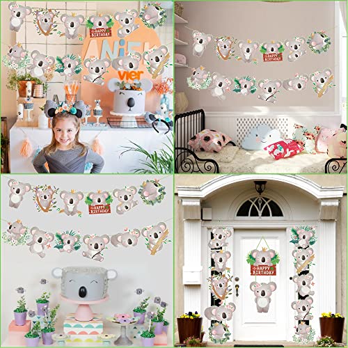 Kaola Birthday Party Decorations Koala Happy Birthday Door Signs Koala Theme Cutouts Banners for Jungle Safari Birthday Party Wild One Party Baby Shower Supplies