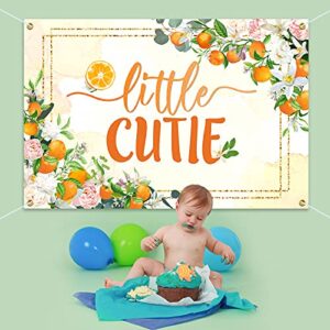 HAMIGAR 6x4ft Little Cutie Banner Backdrop - Fall Baby Shower Decorations Party Supplies for Boys Girls - Orange