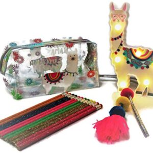 Llama Light Pencil Case Pen Pencils Gift Set