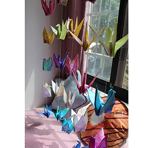 SHHS Twinkle Paper Crane Hanging Garlands ((3stringsX 3.3ft), Colorful Origami Birds Streamers for Bridal Shower, Baby Shower Birthday Party Supplies